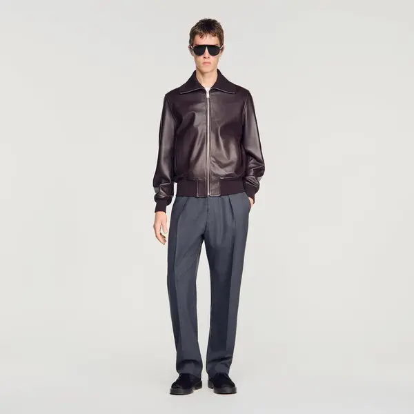 Sandro Leather Jacket - Chocolate