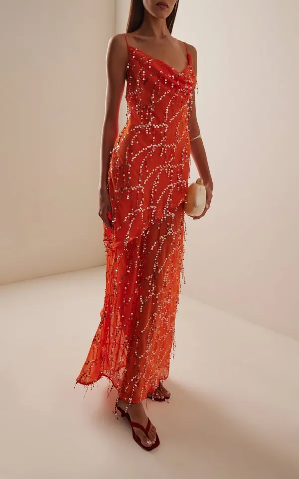THIRD FORM Sequined Chiffon Maxi Dress