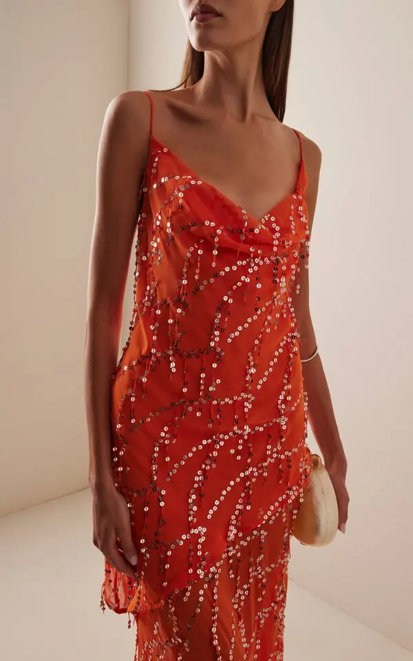 THIRD FORM Sequined Chiffon Maxi Dress