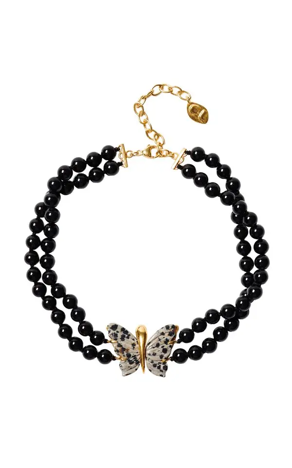 Chan Luu Butterfly 18k Gold-plated Multi-stone Necklace - Black