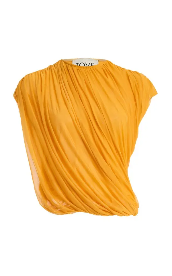Tove Murle Draped Jersey Top - Yellow