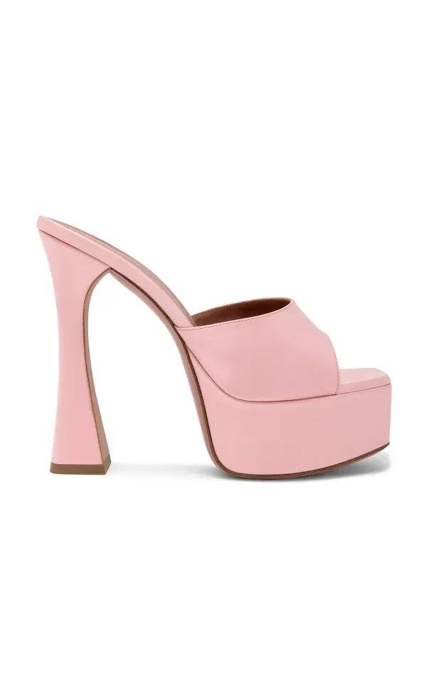 Amina Muaddi Dalida Satin Platform Mules - Pink