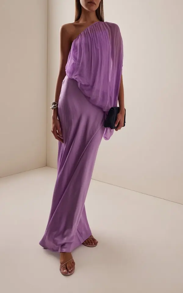 THIRD FORM Solstice One-shoulder Chiffon Maxi Dress - Purple