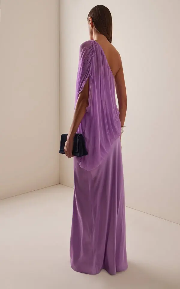 THIRD FORM Solstice One-shoulder Chiffon Maxi Dress - Purple