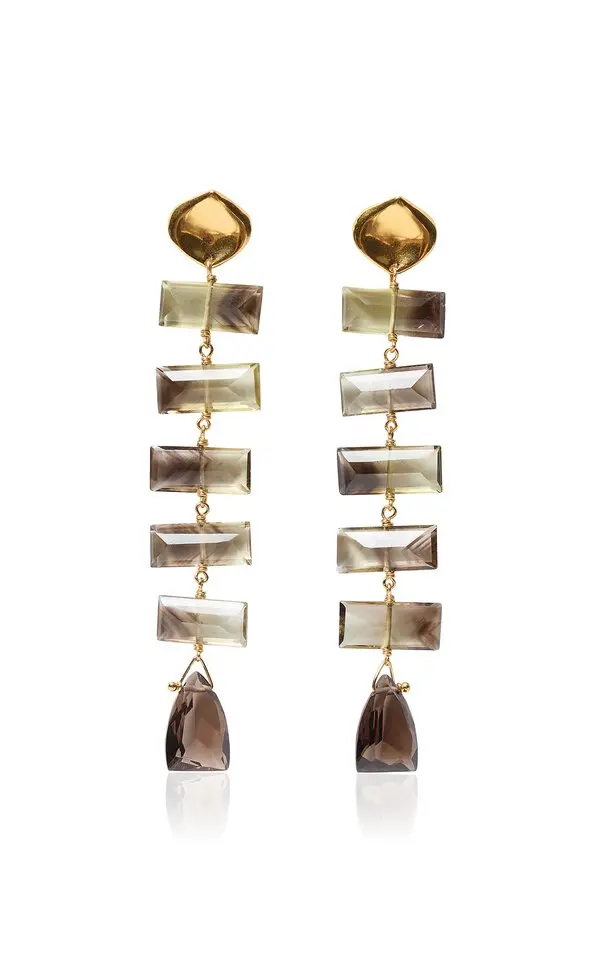 Chan Luu Fishbone Quartz Dangle Earrings - Brown