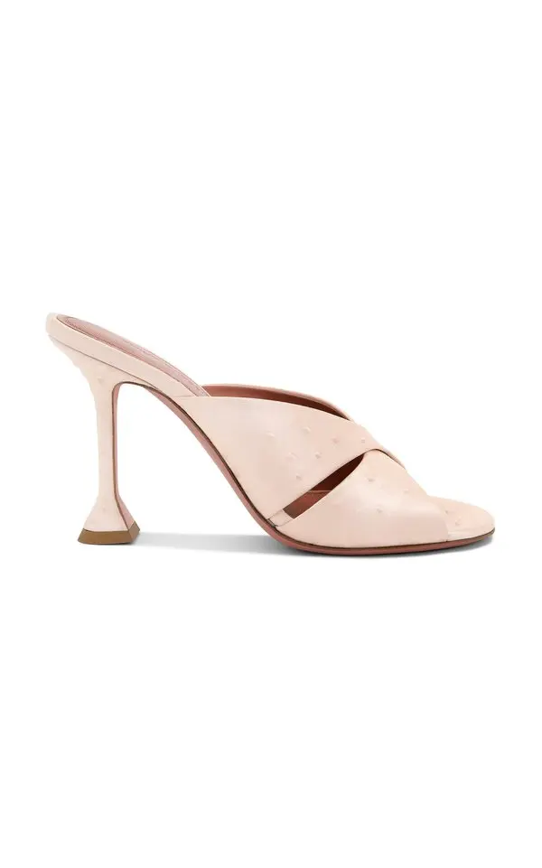 Amina Muaddi Salma Ostrich-effect Satin Sandals - Pink