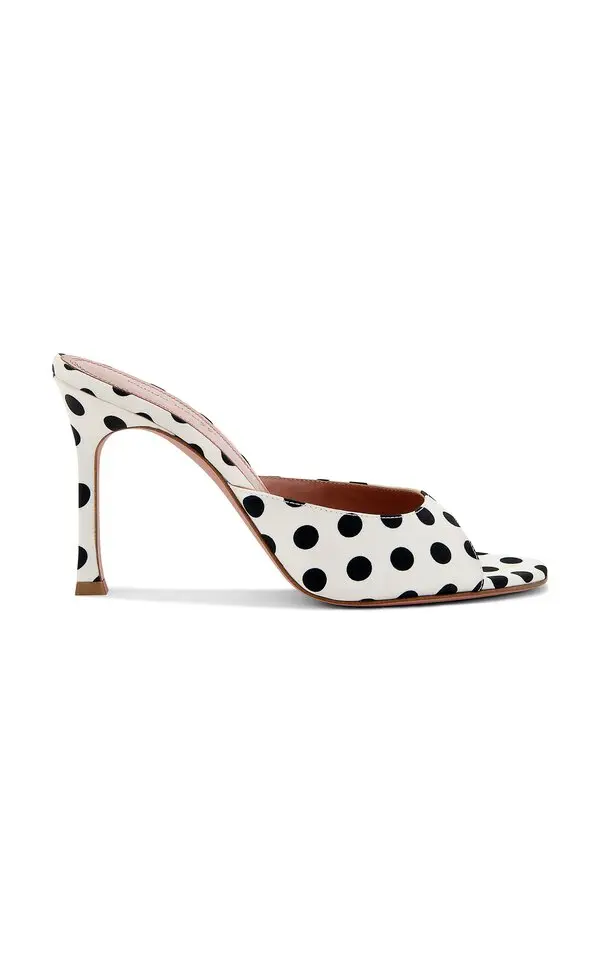 Amina Muaddi Alexa Polka-dot Satin Mules - Black/white