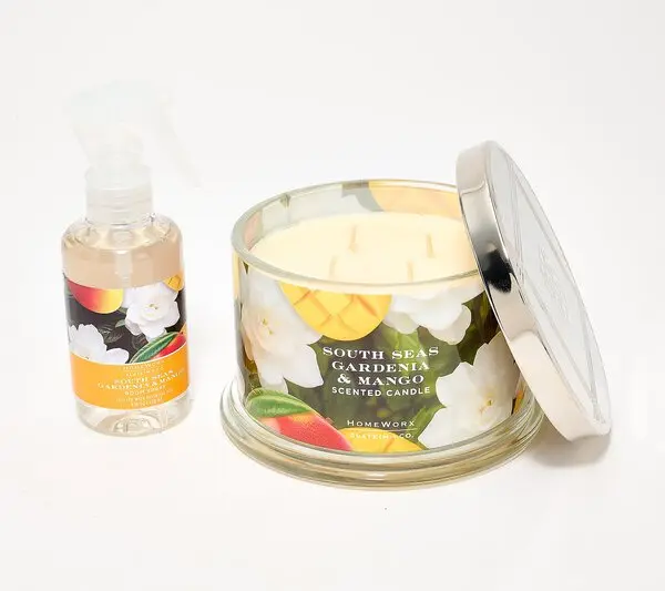 HOMEWORX BY SLATKIN + CO. 18oz Candle & Spray Gardenia Mango - One-color