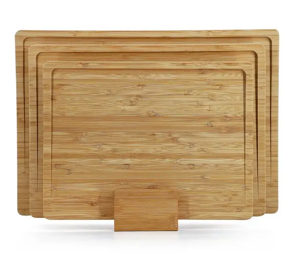 MEGACHEF 3pc Natural Bamboo Cutting Board Set W Ith Base