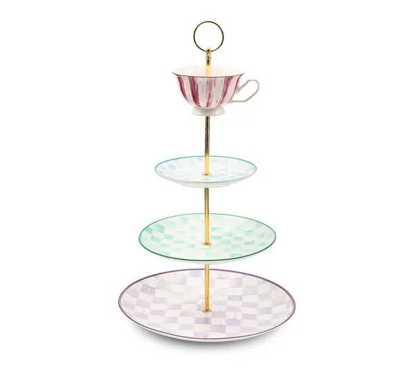 MACKENZIE-CHILDS Teacup Tiered Stand