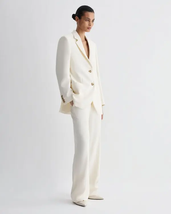 Veronica De Piante Sebastian Jacket In Silk, Off-white - Off White