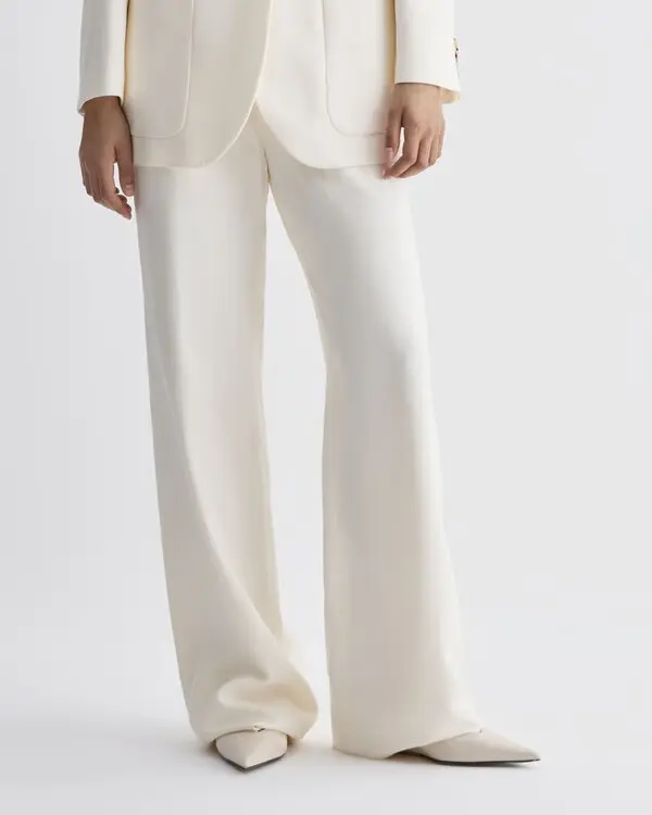 Veronica De Piante Taylor Trouser In Silk, Off - White