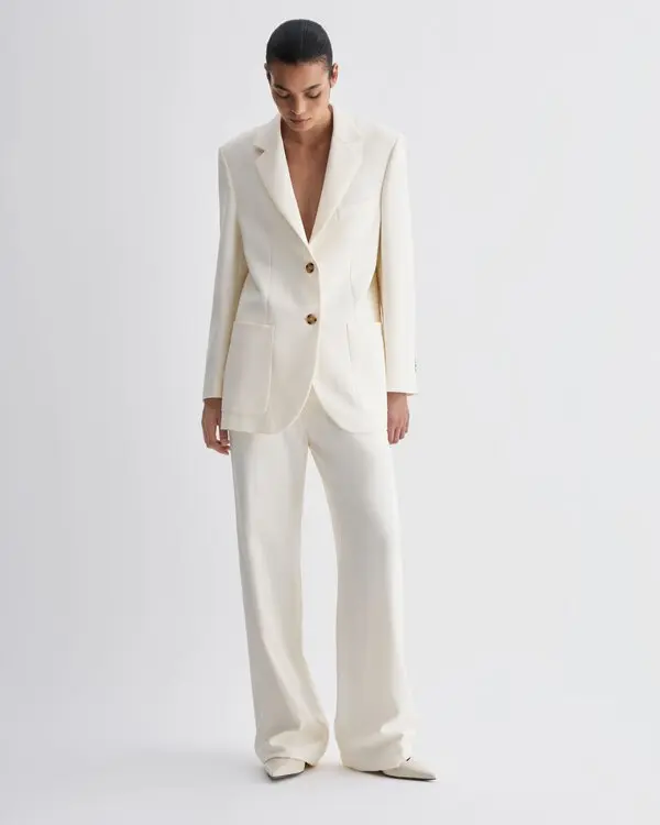 Veronica De Piante Taylor Trouser In Silk, Off - White
