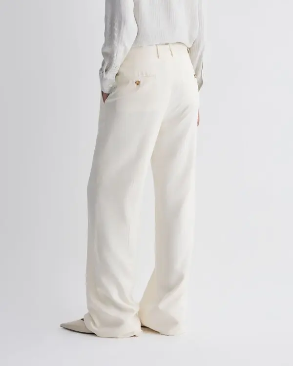 Veronica De Piante Taylor Trouser In Silk, Off - White