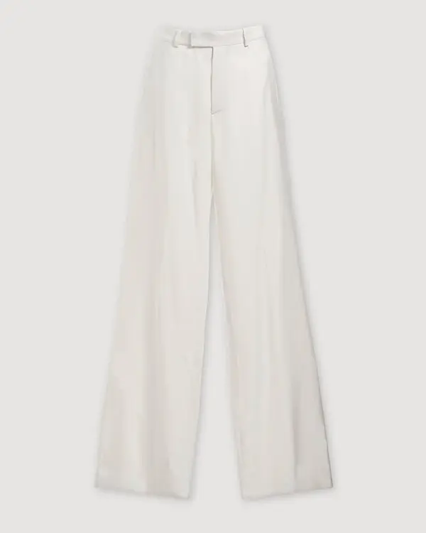 Veronica De Piante Taylor Trouser In Silk, Off - White