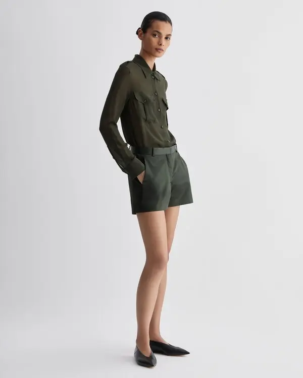 Veronica De Piante Daphne Shirt In Silk - Olive