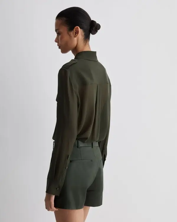 Veronica De Piante Daphne Shirt In Silk - Olive