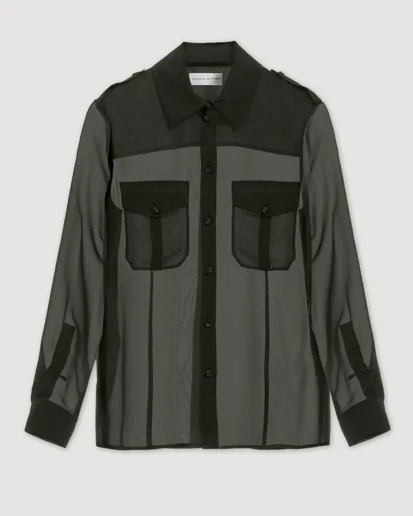 Veronica De Piante Daphne Shirt In Silk - Olive