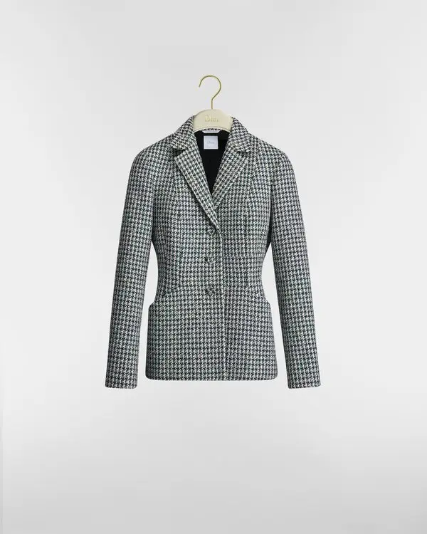 Dior Bar Jacket - Black And White Houndstooth Virgin Wool Blend With Multicolor Sequins