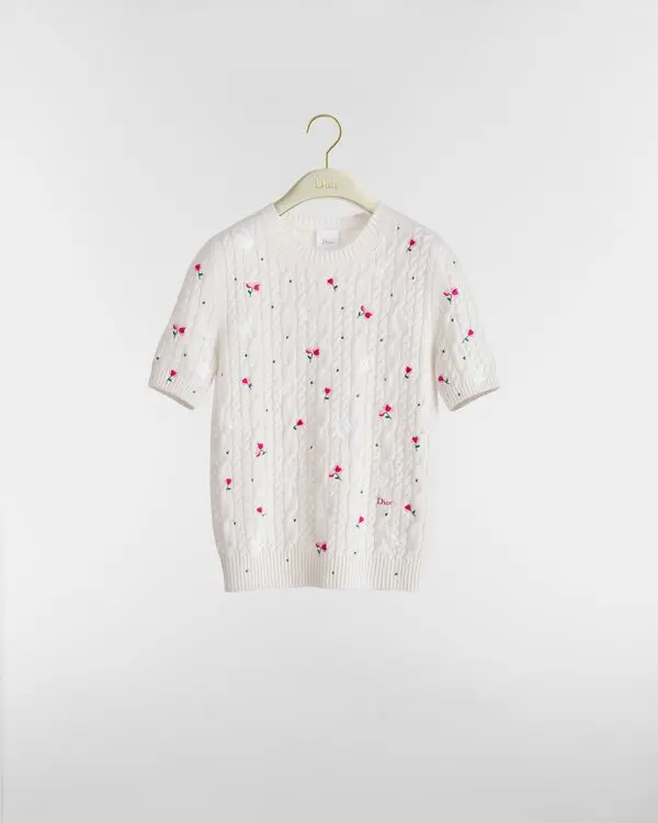 Dior Dioramour Embroidered Short-sleeved Sweater
