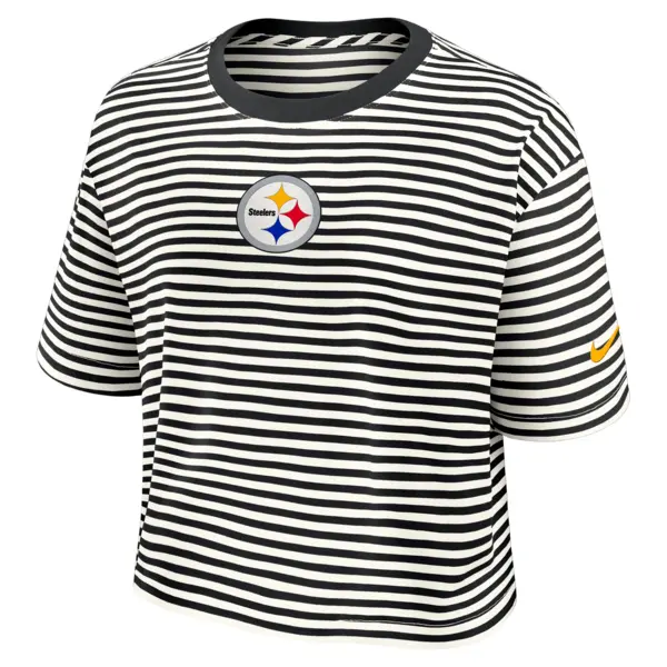 Nike Pittsburgh Steelers Striped Mlb Cropped T-shirt - Black