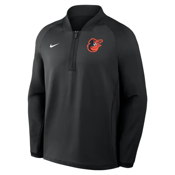 Nike Baltimore Orioles Authentic Collection Dri-fit Mlb 1/2-zip Long-sleeve Top - Black