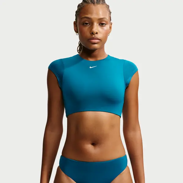 Nike Swim Cropped Swim Top - Blue