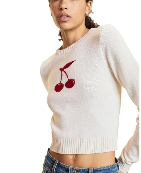 Cynthia Rowley Intarsia Cropped Sweater - Ivory