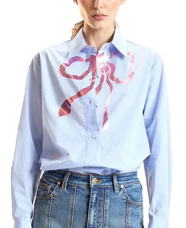 Cynthia Rowley Cotton Shirt With Bow Detail
