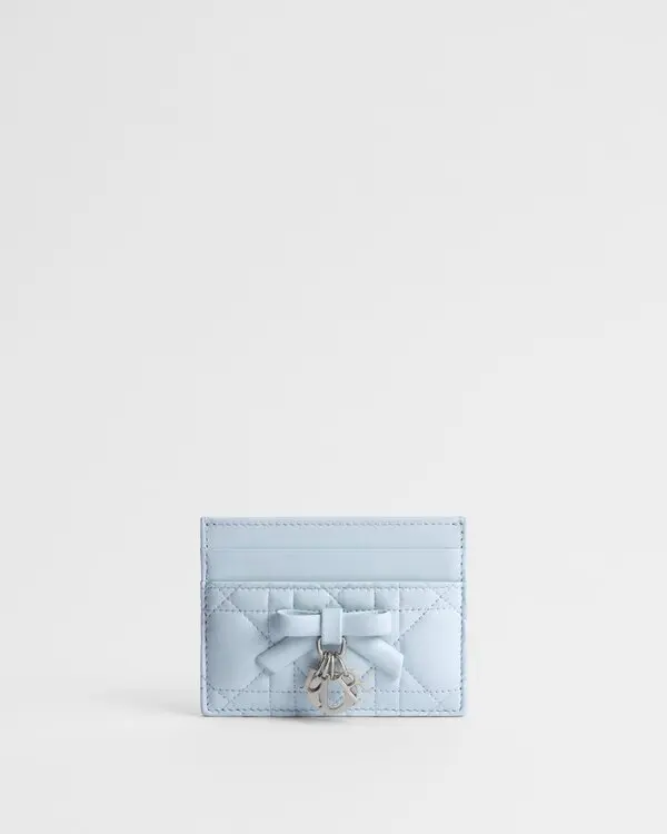 Dior Lady Freesia Card Holder - Ice Blue Cannage Lambskin