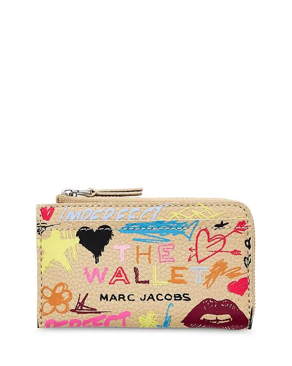Marc Jacobs The Punk Scribble Top Zip Multi Wallet - Beige