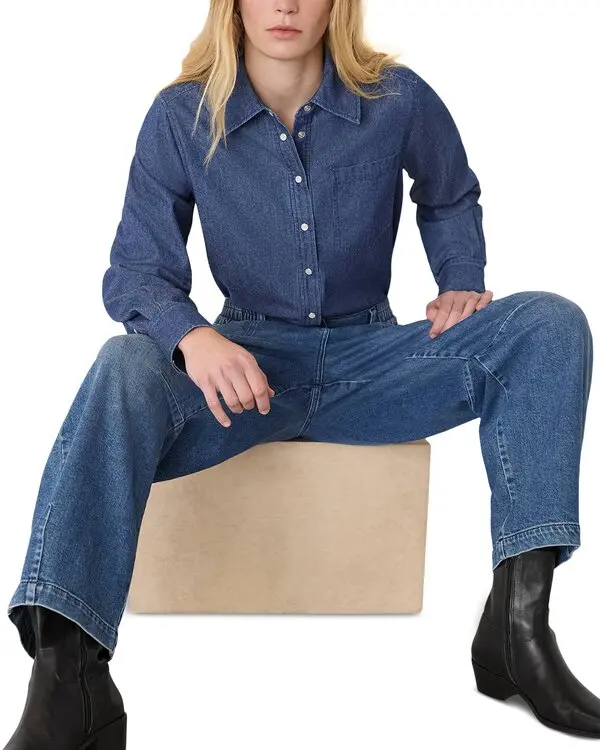 Whistles Pocket Detail Cotton Shirt - Denim