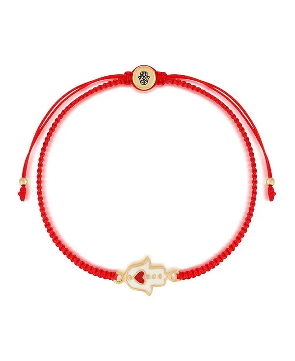 KARMA AND LUCK Expression Of Love Drawstring Hamsa Heart Bracelet - Red