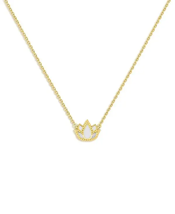 KARMA AND LUCK Centered Mindset Lotus Mother Of Pearl Necklace - Gold