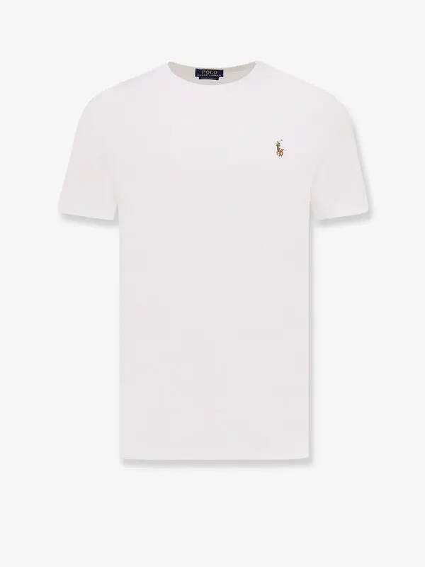 Polo Ralph Lauren Cotton Tshirt With Logo Embroidery - White