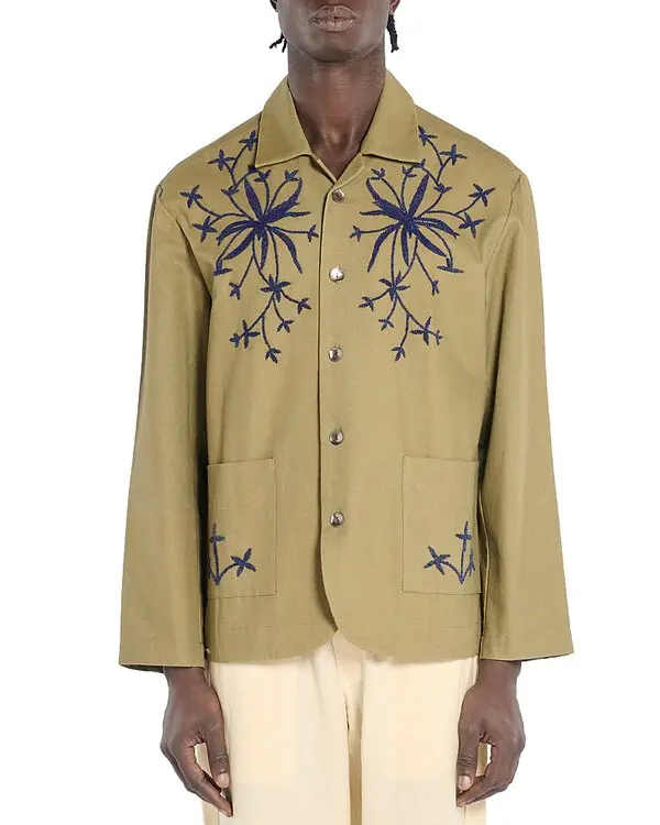 BAZISZT Embroidered Button Front Jacket