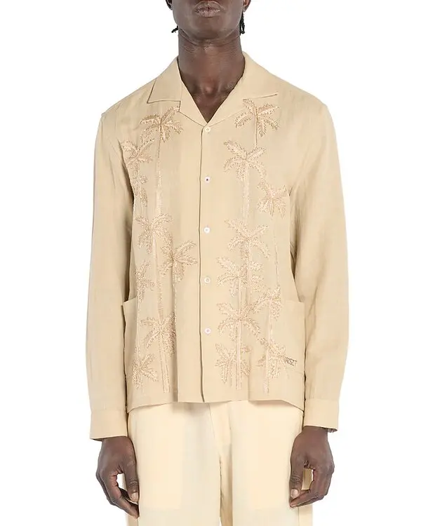 BAZISZT Embroidered Button Front Camp Shirt