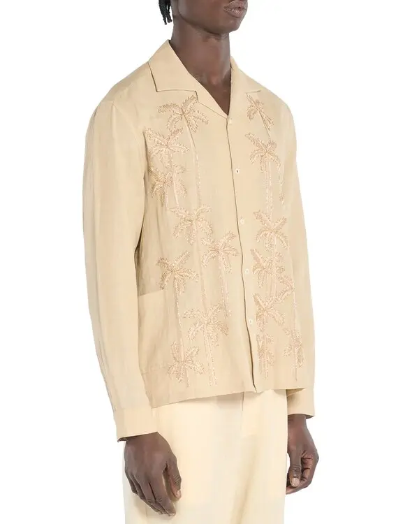 BAZISZT Embroidered Button Front Camp Shirt