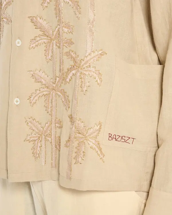 BAZISZT Embroidered Button Front Camp Shirt