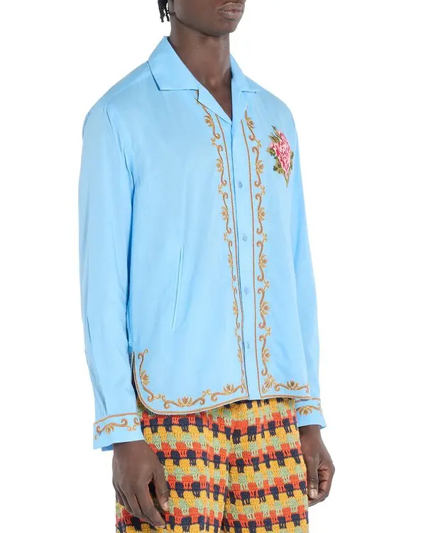 BAZISZT Hamilton Embroidered Button Front Camp Shirt