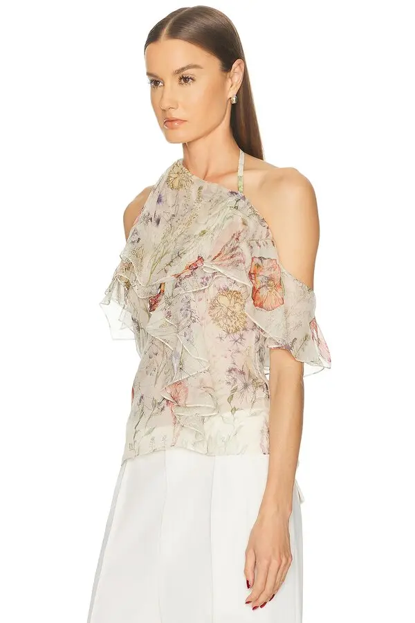 Alexander McQueen Halter Neck Ruffle Top - Ivory