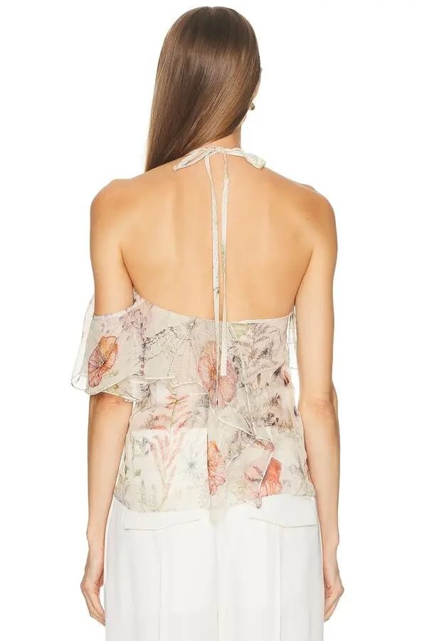 Alexander McQueen Halter Neck Ruffle Top - Ivory