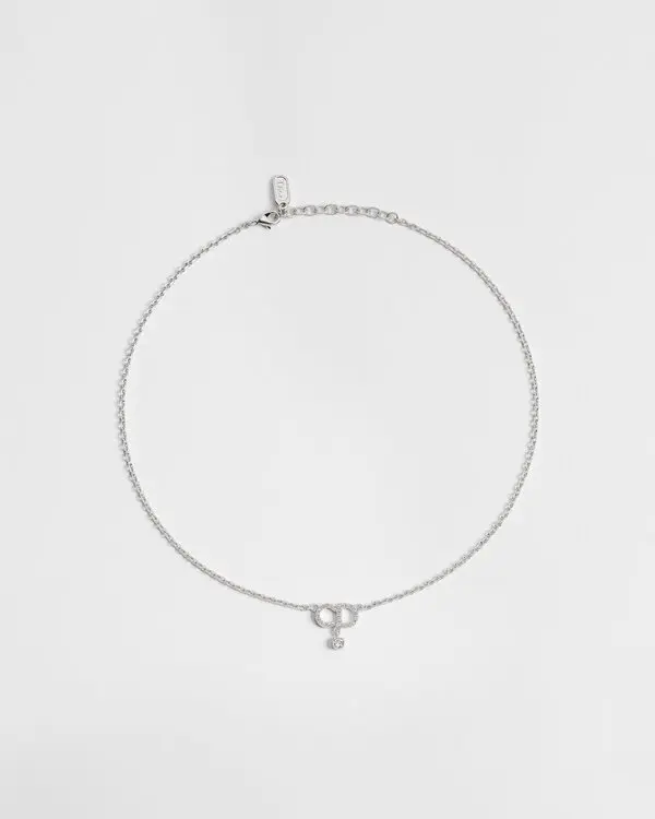 Dior Cd Signature Necklace - Silver-finish Metal And Crystals