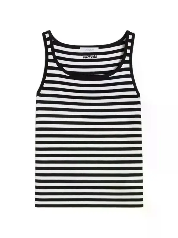 Max Mara Striped Trim Top - Black