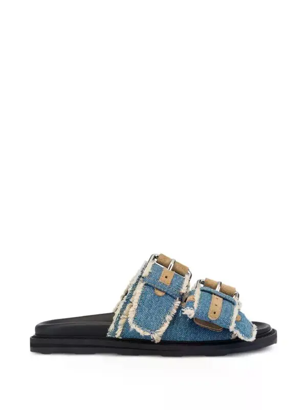 Moschino Frayed Buckled Sandals - Blue
