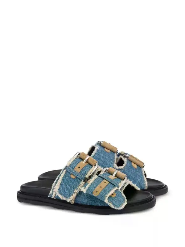 Moschino Frayed Buckled Sandals - Blue