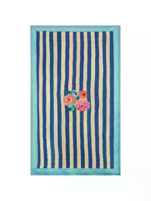 LISA CORTI Striped Reversible Blanket - Blue