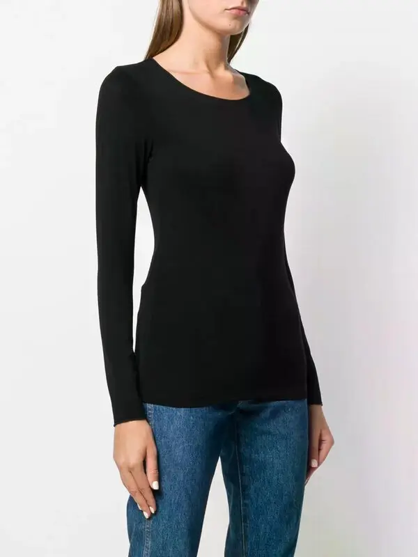Majestic Filatures Fitted Long Sleeve Top - Black