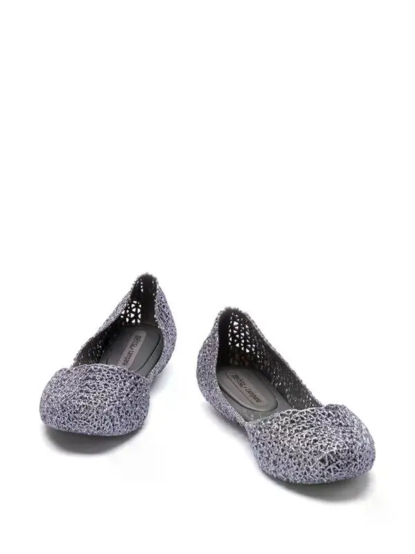 Melissa Glitter Cut-out Ballerina Flats - Grey