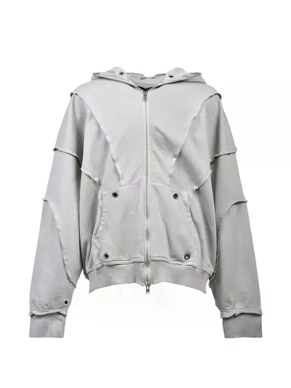 BREATH Frayed Zip-up Hoodie - Grey